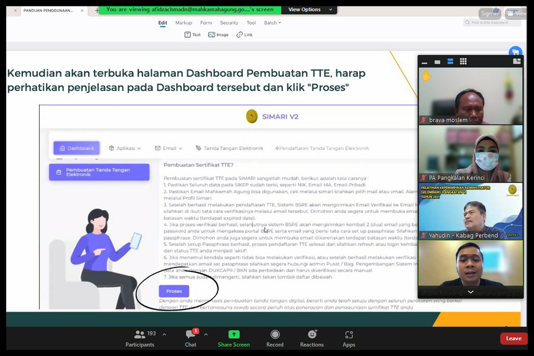 Tanda Tangan Elektronik (TTE) melalui Aplikasi Simari dan Sakti